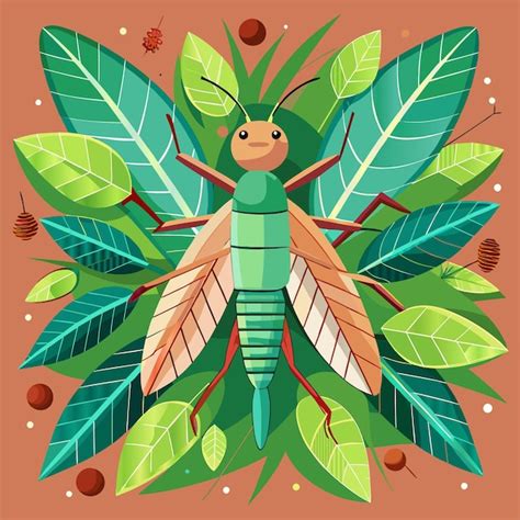 A Drawing Of A Bug With A Leaf On It Premium AI Generated Vector