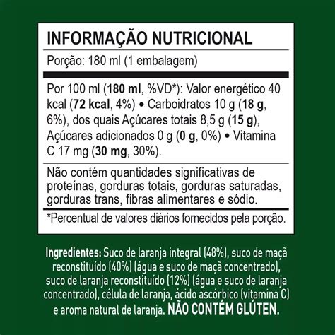 Suco Natural One Laranja E Maçã Ambiente 180ml 6 Unidades Novos Sabores
