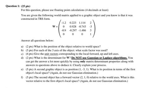 For This Question Please Use Floating Point