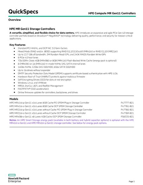 hpe smart array sr gen10 controllers for hpe proliant dl ml and apollo servers