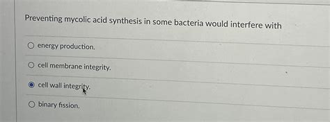 Solved Preventing Mycolic Acid Synthesis In Some Bacteria