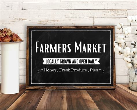 Farmers Market Printable Sign 20x10 24x16 A4 Svg Kitchen Printable