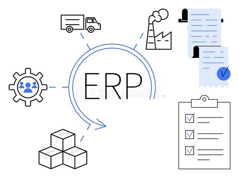 Visual Representation Of Erp Enterprise Resource Planning Concept With Various Process Icons