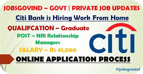 Citi Bank Is Hiring For Nri Relationship Managers Work From Home Apply Online Government