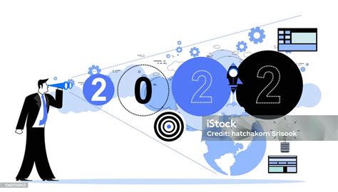 사업가는 망원경을 보유하고 있습니다 2022idea 및 개념 창의성 일러스트 비즈니스 혁신 기술 현대 개념에 대한 스톡 벡터