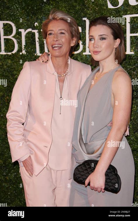 Actress Emma Thompson Left And Daughter Gaia Romilly Wise Pose For