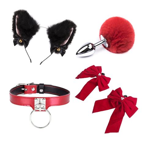 Секс игрушки для взрослых набор из 4 предметов черная горничная обруч для волос с кошачьими