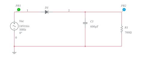 Half Wave Rectifier Circuit Multisim Live