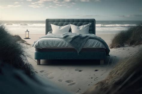 Premium Ai Image Bed By The Sea Creative Design Concept Ai Generation