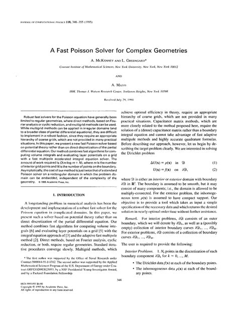 Pdf A Fast Poisson Solver For Complex Geometries