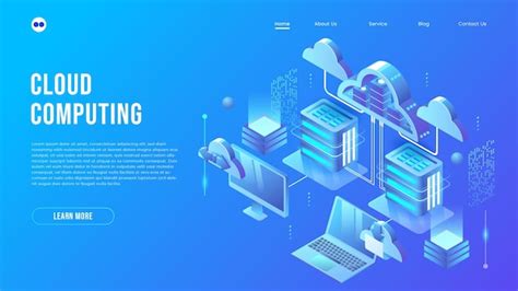 Premium Vector Futuristic Technology Cloud Computing Isometric Blue Illustration