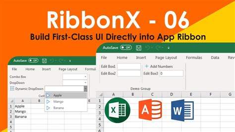 Ribbonx 06 Dynamic Edit Box Control Iribbonui Object Excel Youtube