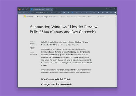 Microsoft Announces Release Of Windows 11 Insider Preview Build 26100