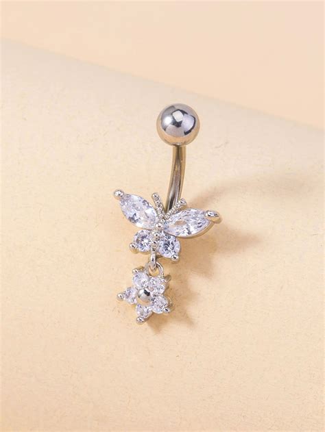 Cute Butterfly Flower Steel Navel Piercing Shinny Dance Belly Rings