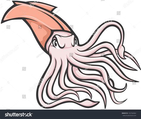 Creative Giant Squid Illustration Stock Vector Royalty Free 102766964