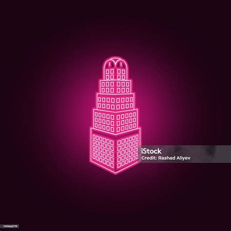3d 마천루 건물 아이콘의 그림입니다 네온 스타일 아이콘에 3d 건물의 요소입니다 웹사이트 웹 디자인 모바일 앱 정보 그래픽에 대 한 간단한 아이콘 0명에 대한 스톡 벡터