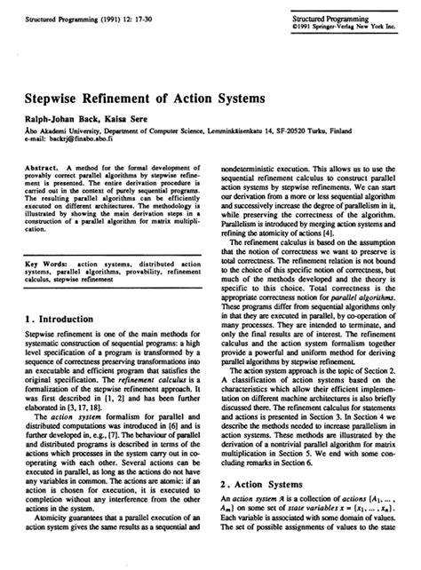 pdf stepwise refinement of action systems