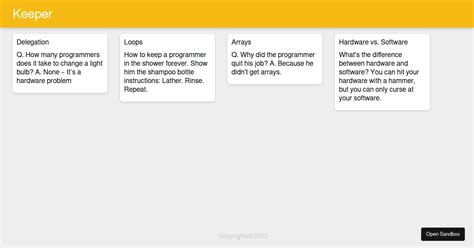 Keeper Project Codesandbox
