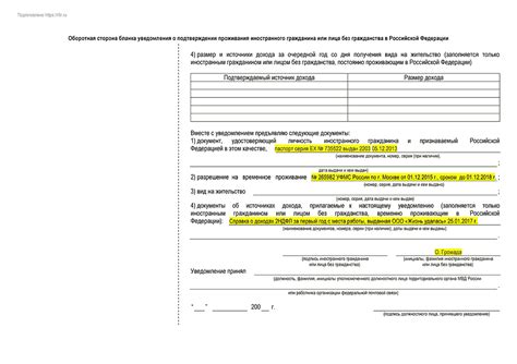 Образец уведомления о подтверждении проживания иностранного гражданина форма