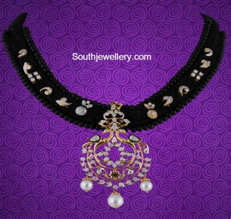 Blue Dori Necklace With Peacock Pendant Indian Jewellery Designs
