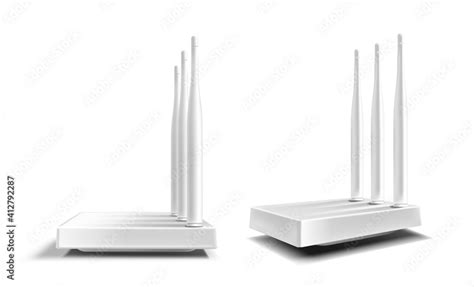 Wifi Router Wireless Broadband Modem With Antennas Isolated On White Background Vector