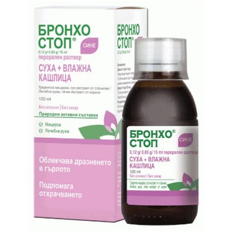 Бронхостоп Сине Bronchostop Sine сироп за деца против кашлица 120 мл • Цена Аптека Прайм