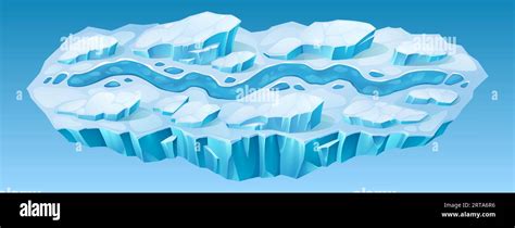 Winter Ui Mobile Game Map Level Road Cartoon Background With Snow Ice Ground Race Template For