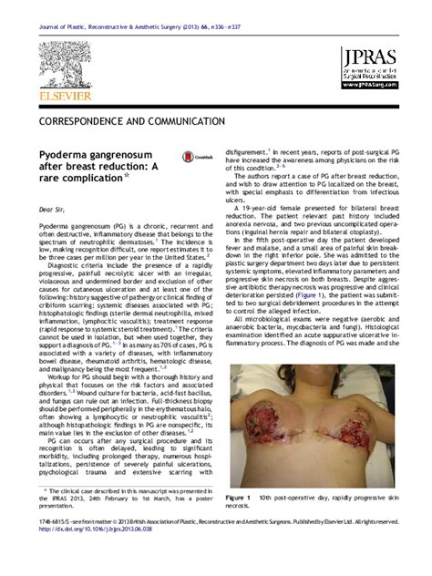 Pdf Pyoderma Gangrenosum After Breast Reduction A Rare Complication