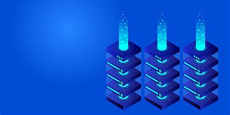 Conceptual Technology Mainframe Powered Server Data Center And Cloud Data Storage Vector