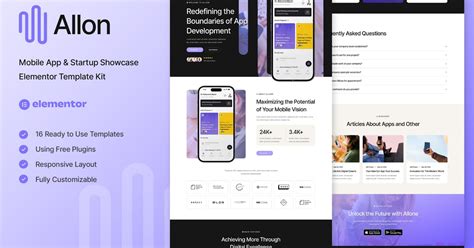 Allon Mobile App And Startup Showcase Elementor Template Kit Wp