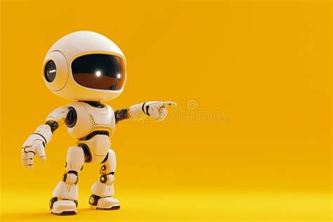 A Cute Friendly 3d Robot Character Pointing 3d Rendering Style Illustration Stock Illustration