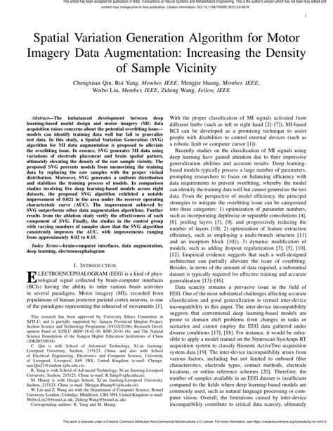 Pdf Spatial Variation Generation Algorithm For Motor Imagery Data
