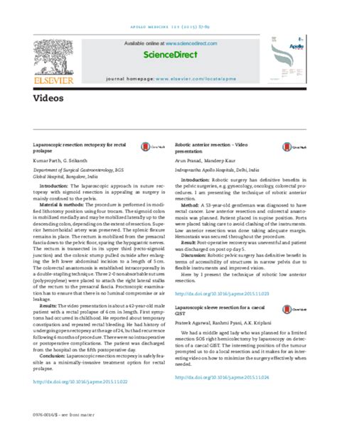 Pdf Laparoscopic Resection Rectopexy For Rectal Prolapse