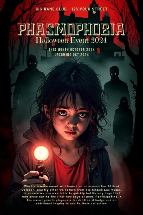 Black Illustrative Halloween Phasmophobia Event Poster Template