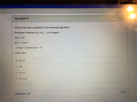 Solved D Question 7 5 Pts Complete The Following Algorithm
