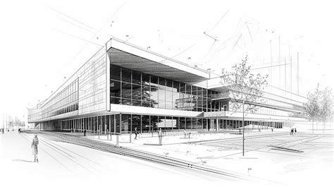 Premium Photo A Sketch Of The New Library