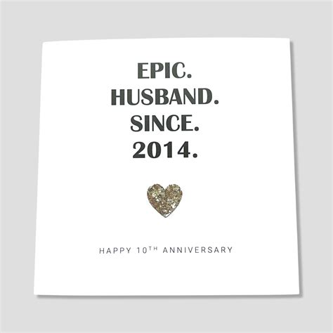 10th Wedding Anniversary Card Tin Anniversary Epic Wife Husband Him Her