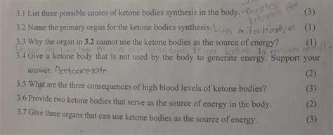 Solved 31 List Three Possible Causes Of Ketone Bodies