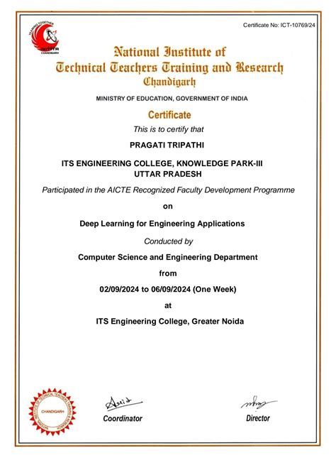 Attended Fdp On Deep Learning For Engineering Dr Pragati Tripathi