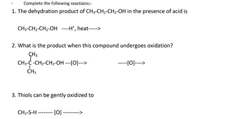 Solved 1 Complete The Following Reactions 1 The