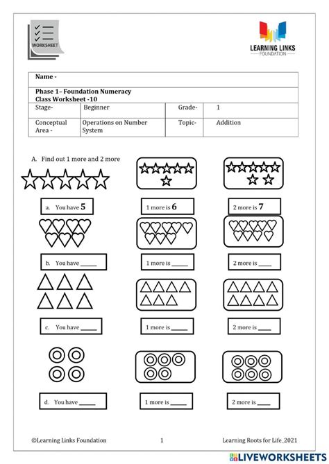 Phase 1 Foundation Numeracy Class Worksheet 10 Worksheet Live Worksheets Library