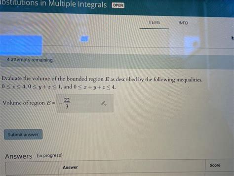 Solved Ubstitutions In Multiple Integrals OPEN ITEMS INFO Chegg Com
