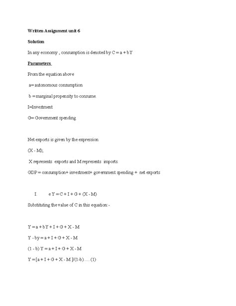 Written Assignment Unit 6 Introduction To Economics Written