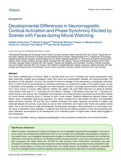 Pdf Developmental Differences In Neuromagnetic Cortical Activation