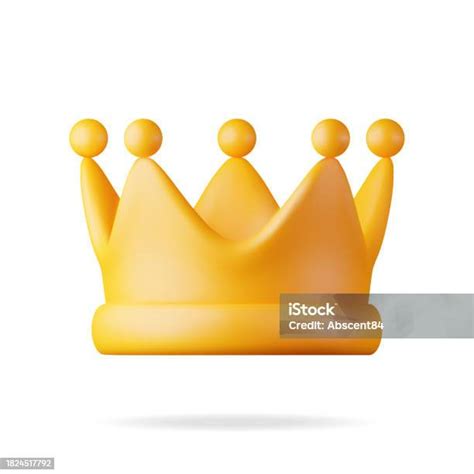 ไอคอนมงกุฎสีทอง 3d แยกบนสีขาว ภาพประกอบสต็อก ดาวน์โหลดรูปภาพตอนนี้ ปริภูมิสามมิติ มงกุฎ
