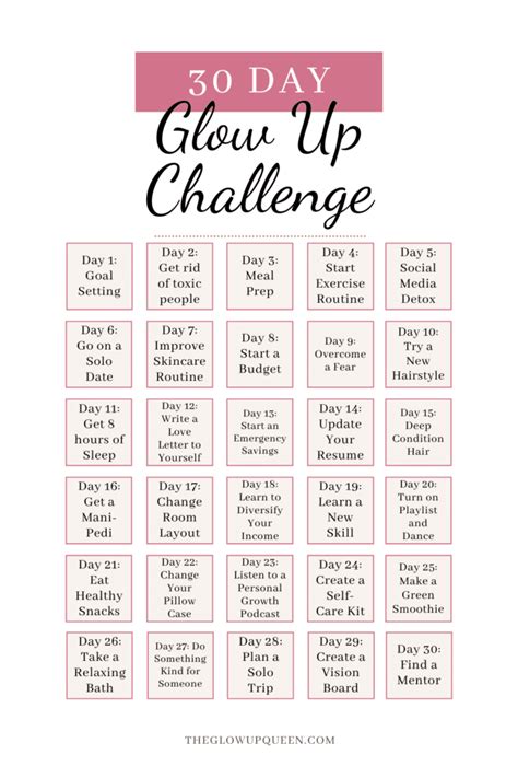 30 Day Glow Up Challenge To Transform Your Life The Glow Up Queen