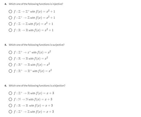 solved 4 which one of the following functions is injective