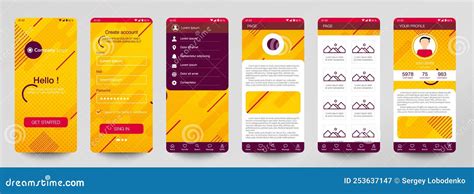 Design Of Mobile App Ui Ux Gui Set Of User Registration Screens With Login And Password