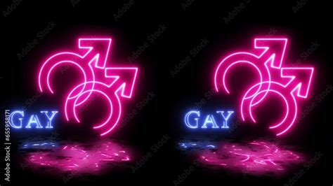 Gay Gender Sign Animation On Black Background With Reflection Effects