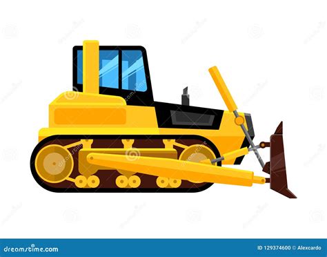 Bulldozer Isolated Quarry Hydraulic Machine For Work Front End Yellow